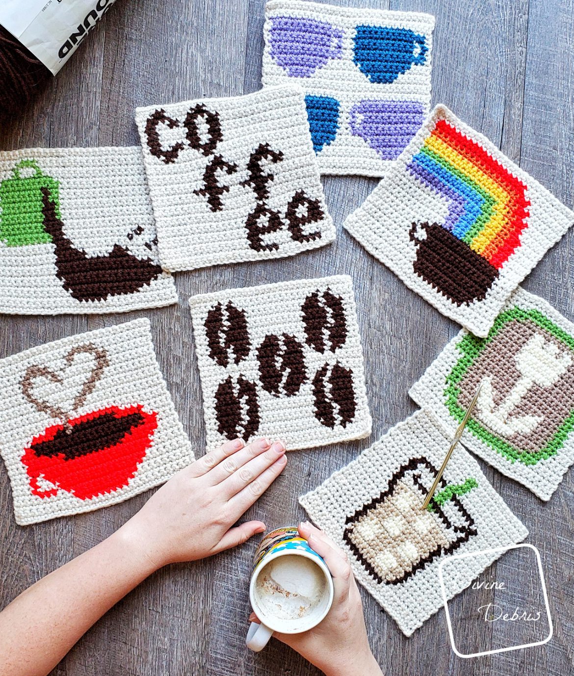 Coffee Tapestry Square Afghan Project – Square 8 - Divine Debris