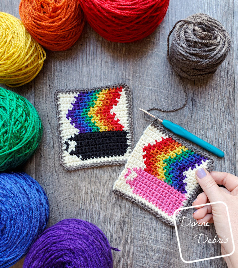 Free Rainbow Coffee Coaster crochet pattern by DivineDebris.com Divine ...