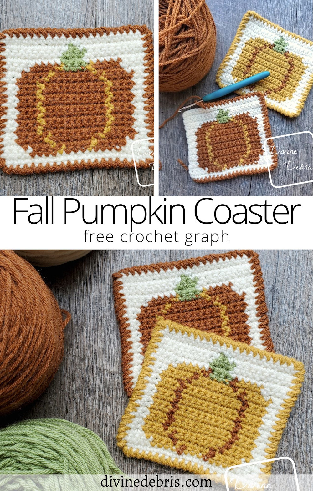Free Fall Pumpkin Coaster Crochet Pattern by Divine Debris Divine Debris