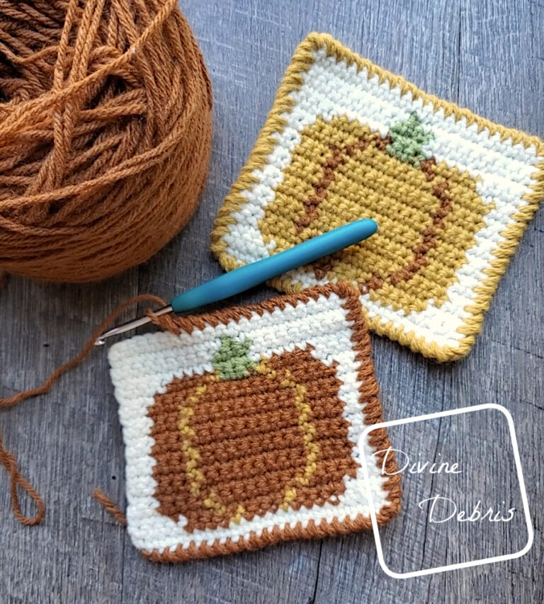 Free Fall Pumpkin Coaster Crochet Pattern by Divine Debris Divine Debris