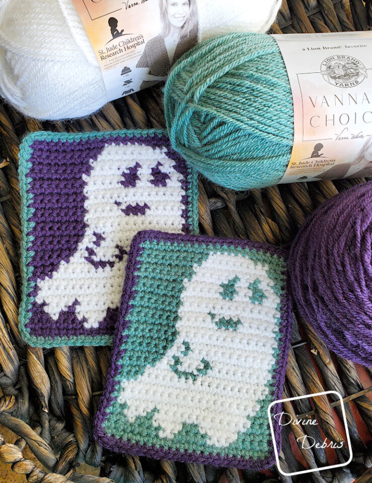 Free Smiling Ghost Coaster Crochet Pattern - One Last Scare Divine Debris