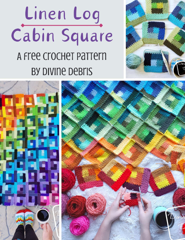 Linen Log Cabin Square a free crochet pattern by DivineDebris.com ...
