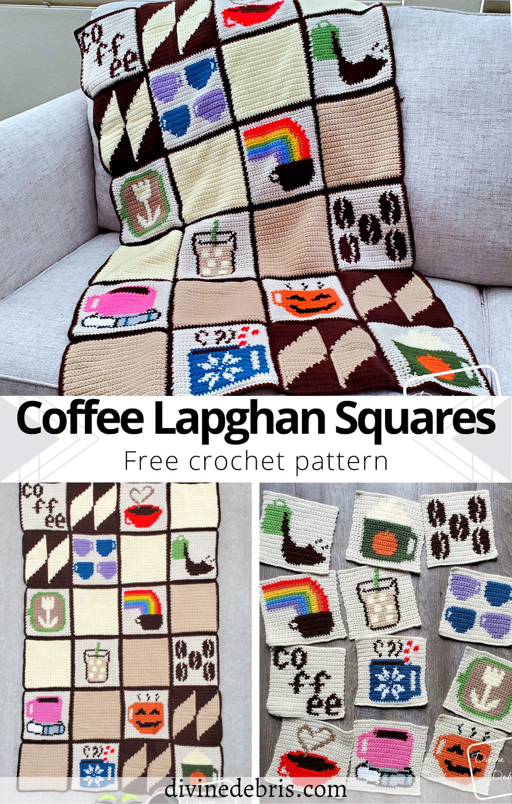Making the Coffee Squares Free Crochet Patterns Lapghan - Divine Debris ...