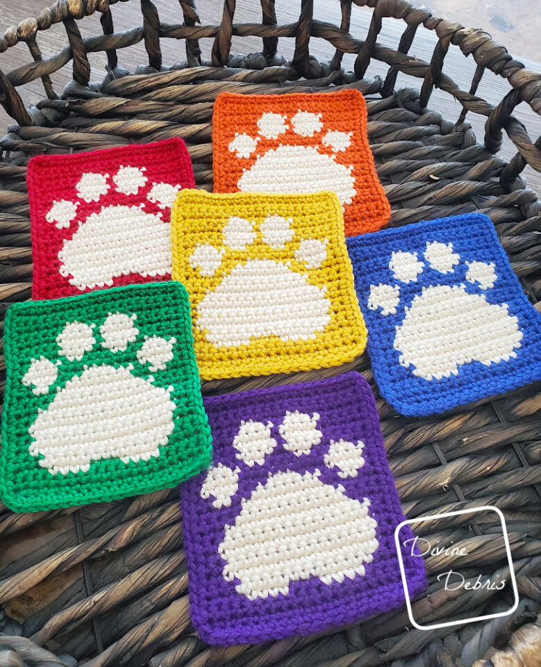 Free Cute Paw Square Crochet Pattern - Puppy Love! Divine Debris