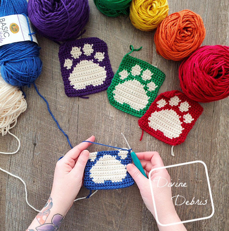 Free Cute Paw Square Crochet Pattern - Puppy Love! Divine Debris