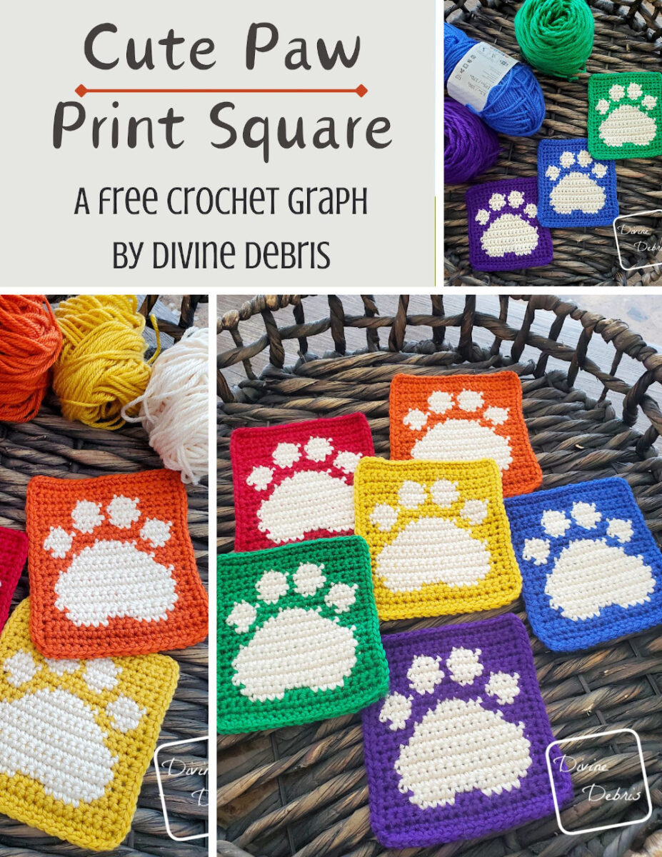 Free Cute Paw Square Crochet Pattern - Puppy Love! Divine Debris
