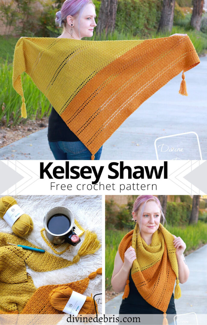 The Kelsey Shawl Free Crochet Pattern by Divine Debris
