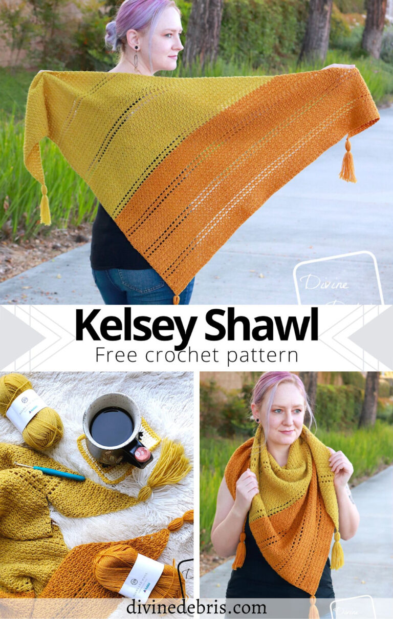 The Kelsey Shawl Free Crochet Pattern by Divine Debris