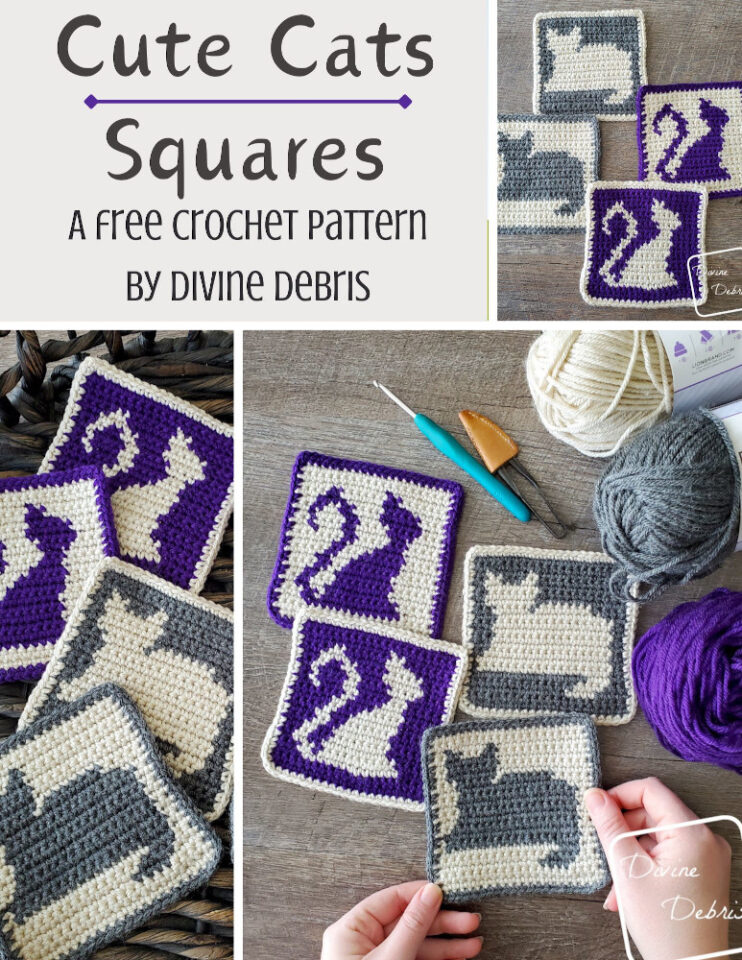 Free Cute Cats Squares crochet patterns by Divine Debris