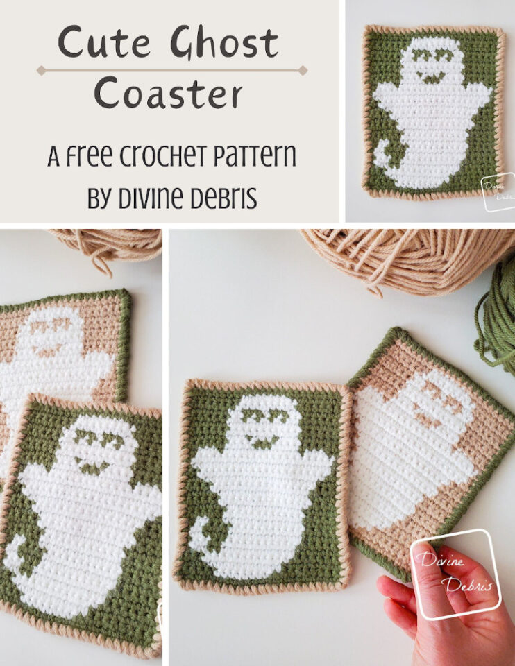 Free Cute Ghost Coaster Crochet Pattern - Summerween Special - Divine ...