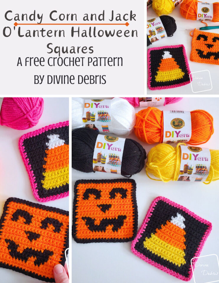 Candy Corn and Jack O'Lantern Halloween Squares Free Patterns