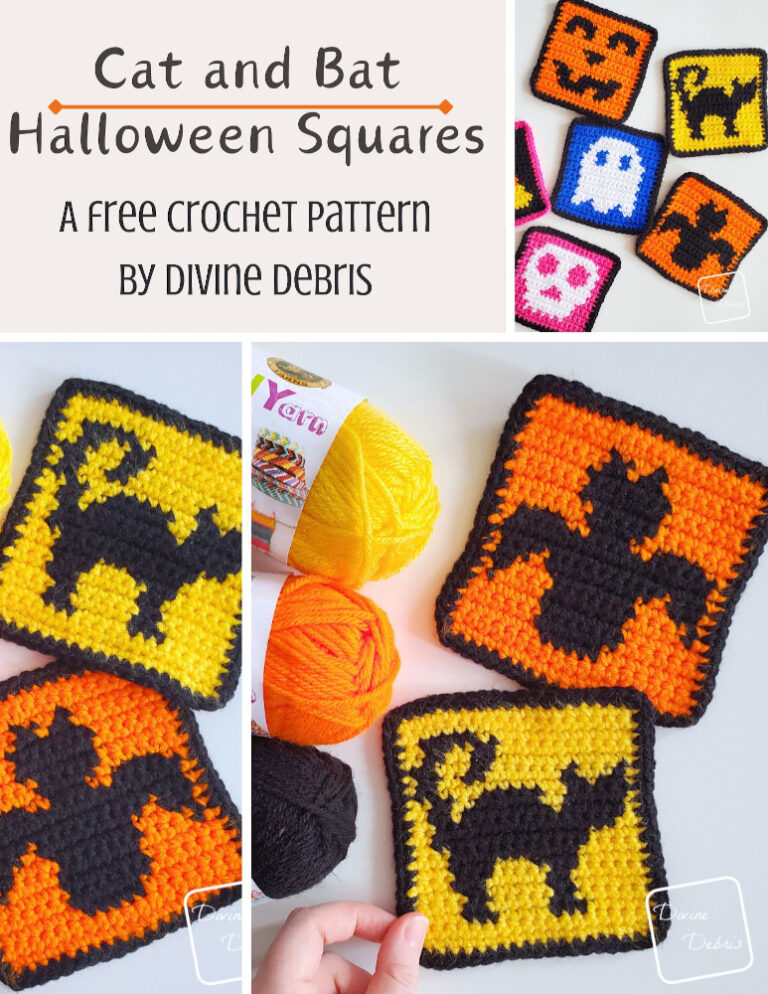 Cat and Bat Halloween Squares Free Crochet Patterns - Divine Debris