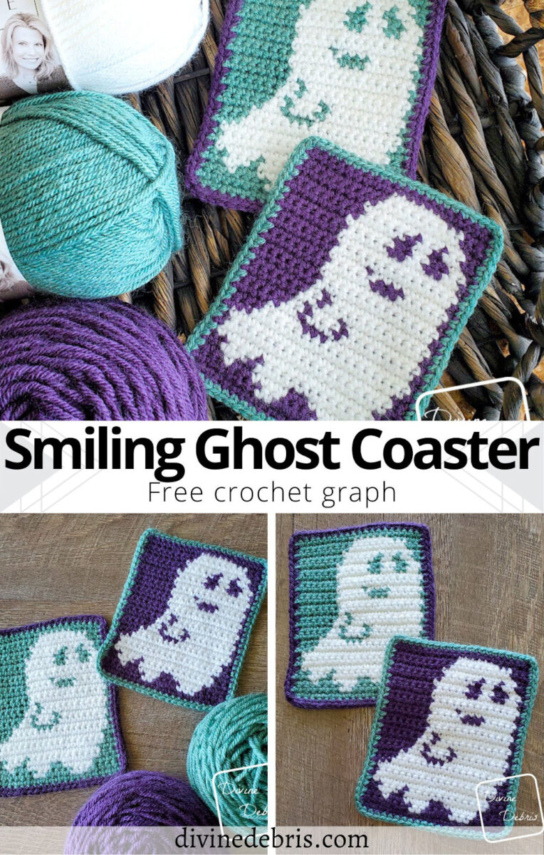 Free Smiling Ghost Coaster Crochet Pattern - One Last Scare Divine Debris