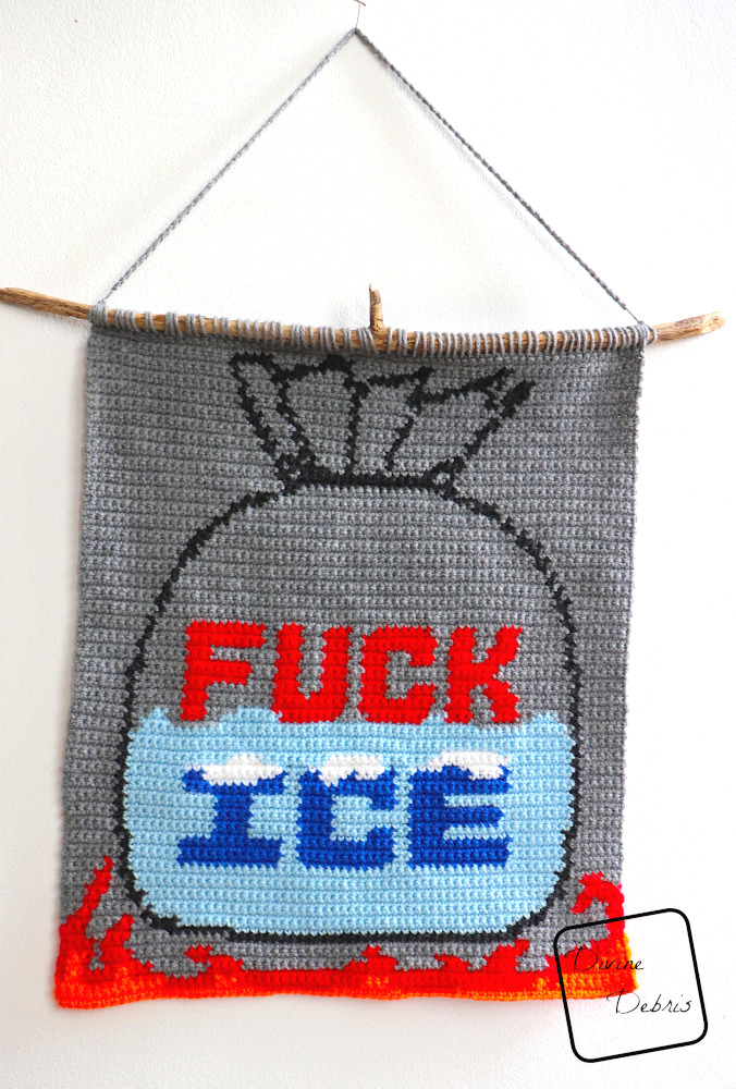Fuck Ice Wall Hanging Free Crochet Pattern Graph - Divine Debris